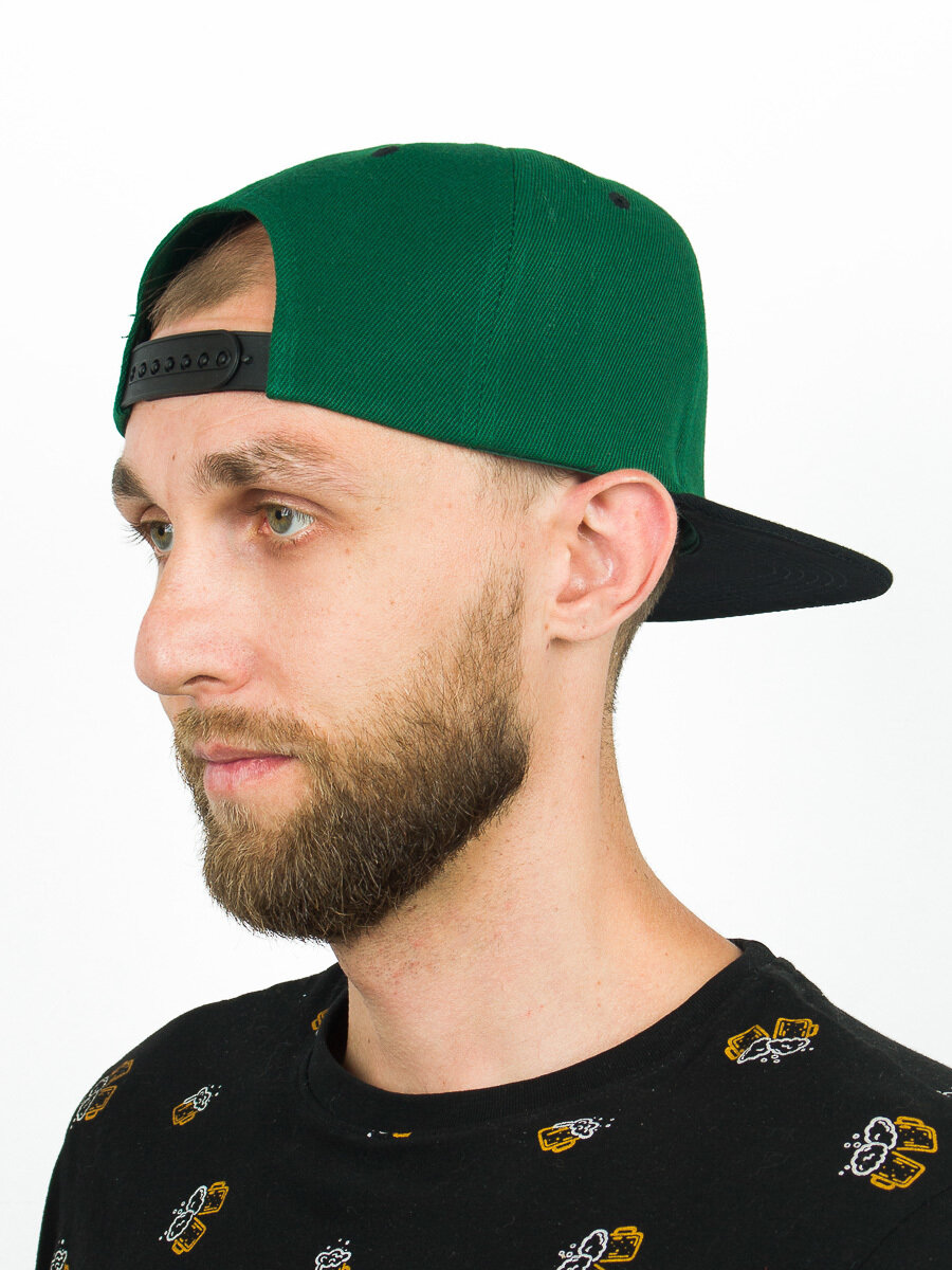 Бейсболка Бейсболка летняя с прямым козырьком Snapback цвет зеленый с черным козырьком для мужчин
