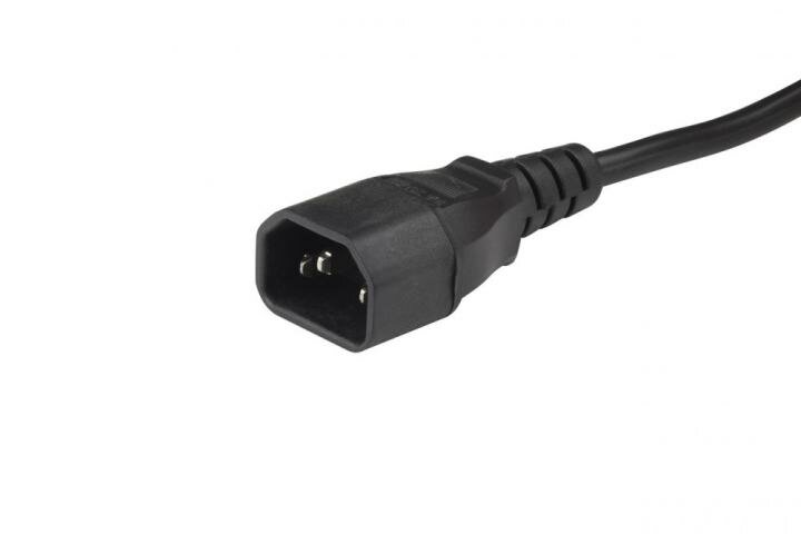 Hyperline PWC-IEC13A-IEC14-3.0-BK Кабель питания монитор-компьютер IEC 320 C13 (угловая) - IEC 320 C14 (3x1.0), 10A, пр