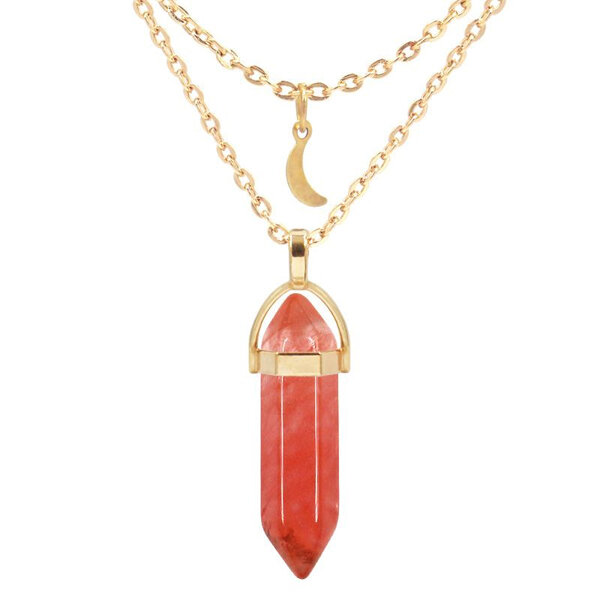 Кулон - маятник для биолокации на цепочке с камнем Арбузный Кварц, размер камня: 33х9мм, длина цепочки: 42см, Foresta di Odori