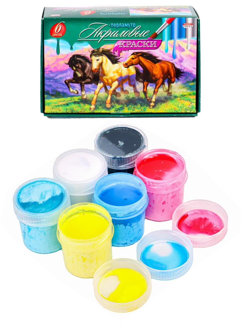 Акриловые краски Проф-Пресс АК-9639, перламутровые, 20мл, 6 цветов