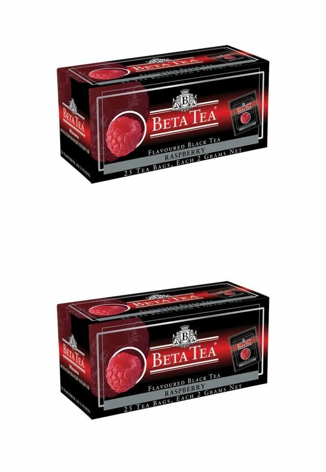 Beta Tea Черный чай Малина, 25 пакетиков по 2 г, 2 уп