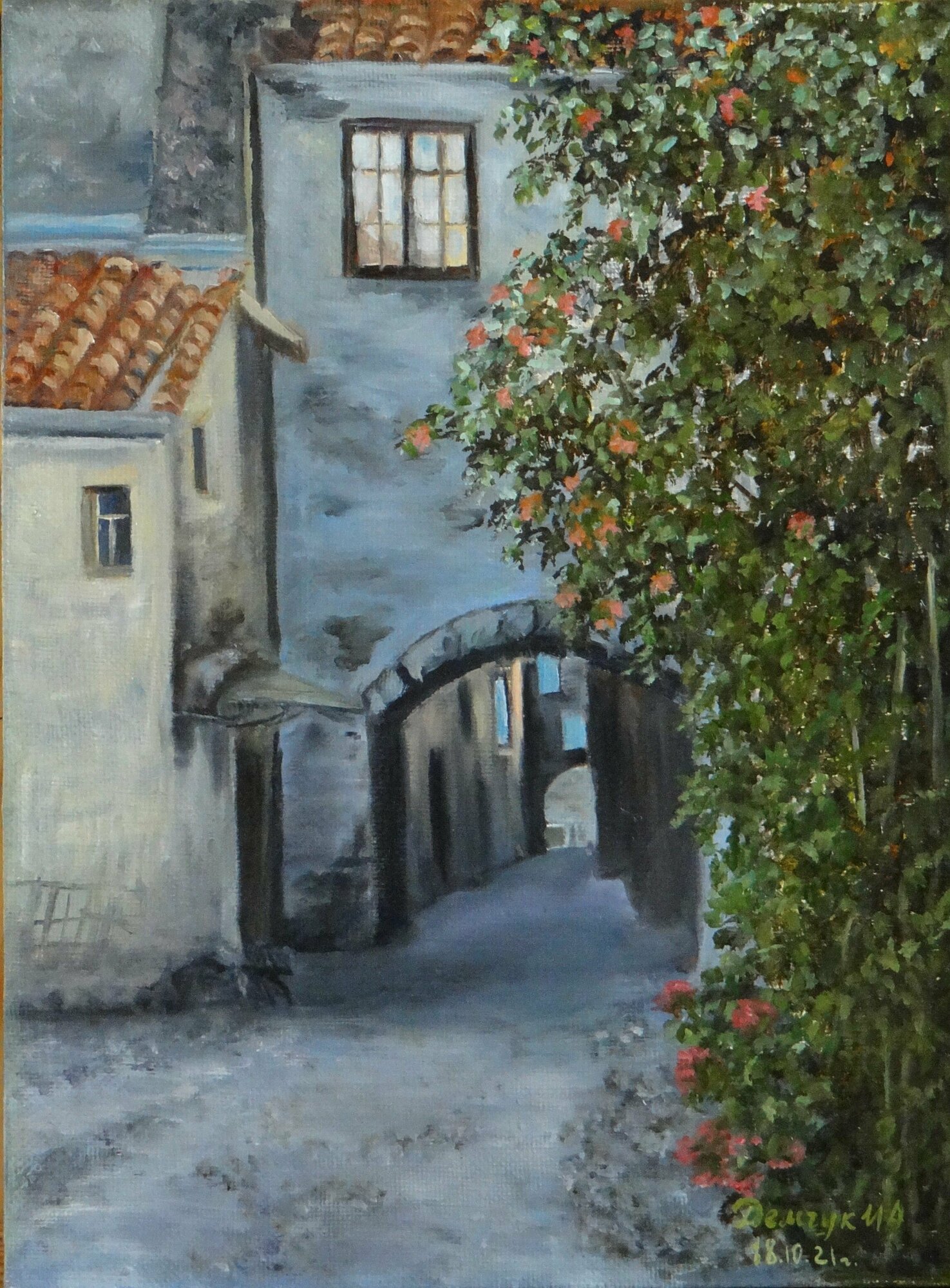 Картина маслом "Старинная итальянская улочка"