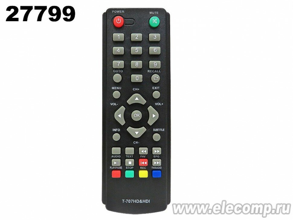 Пульт для ресивера DVB-T2 Divisat/Lumax/Skyvision/Denn/DEXP/T2108/T2108B/T2109/T-707HD&HD1/DDT101