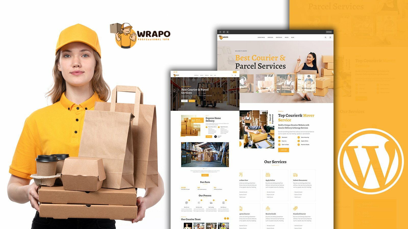 Подарочный сертификат на Шаблон для сайта Вордпресс с демоконтентом Wrapo Courier And Delivery Service WordPress Theme