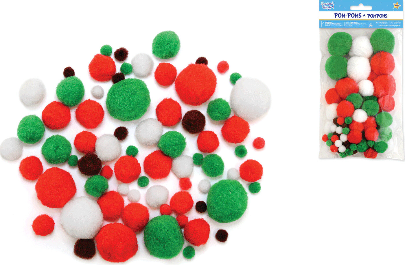 Набор разноцветных помпонов ассорти (90 шт.)