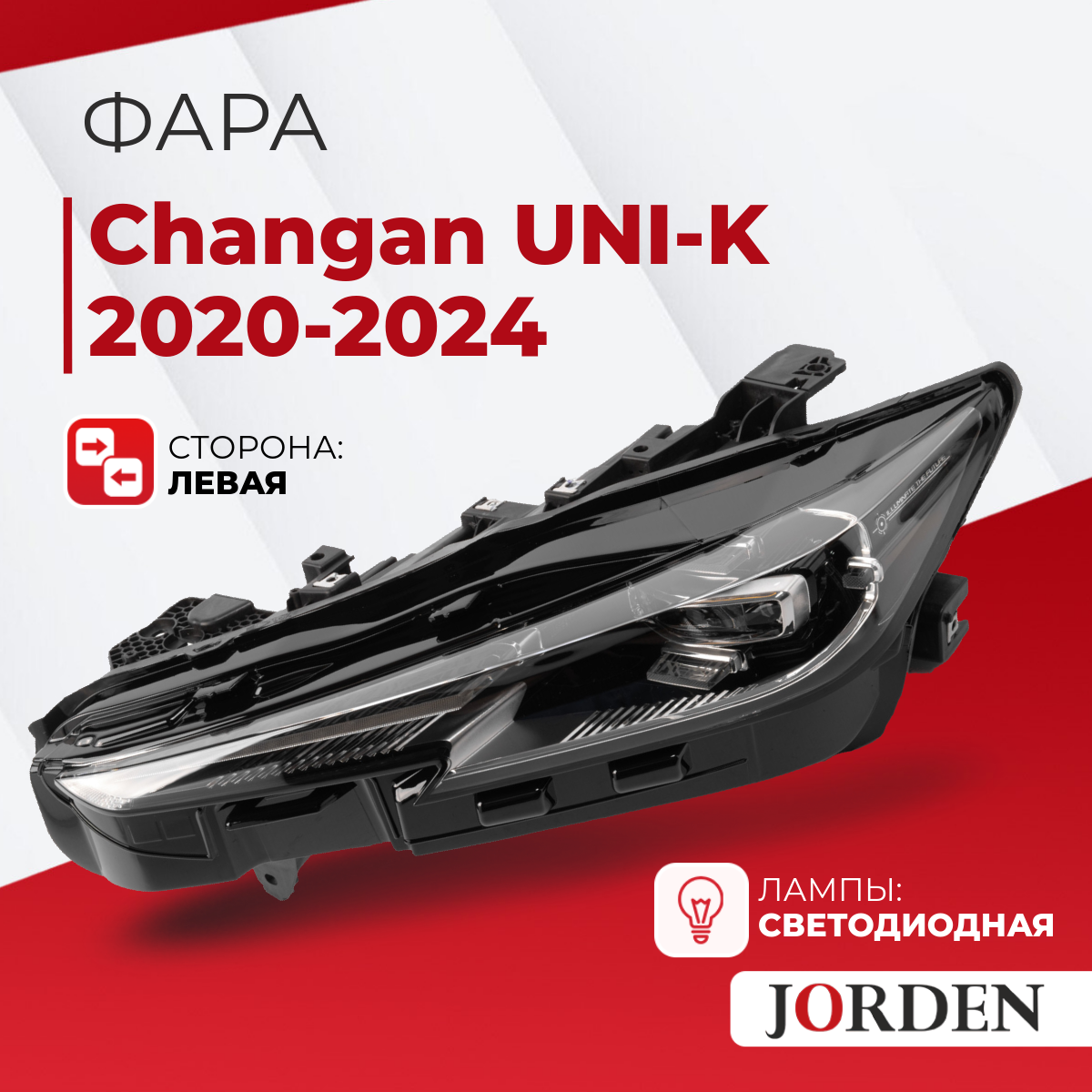 Фара Чанган юни к Changan UNI-K 2020-2024 левая диодная low автомобильный фонарь головного света ближний дальний