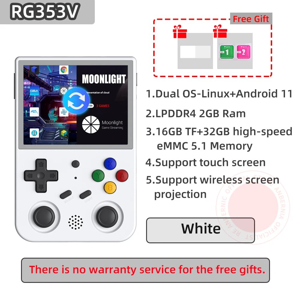 ANBERNIC RG353V/RG353VS портативная игровая консоль With 64G, RG353V-White