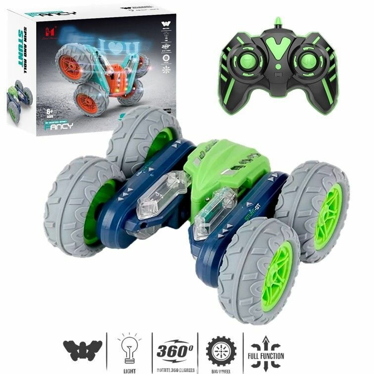 LH-C064S Трюковая машинка перевертыш на пульте управления со светом зеленый