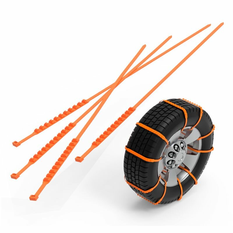 Стяжки - хомуты противоскользящие из пластика для шин авто, зимние аксессуары на колеса и литые диски машины, автомобильный набор противоскольжения 14-18R