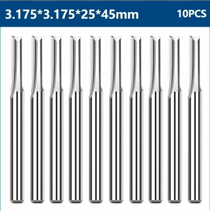 Фреза прямая двухзаходная XCAN, 3.175x25x45мм, 10 шт.