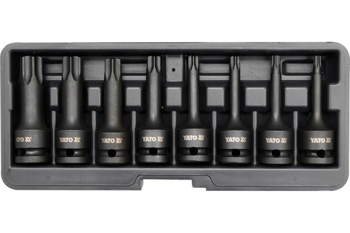 YATO Набор ударных головок-бит TORX 1/2 дюйма, 8 пр, модель YT-1065 37141065 092