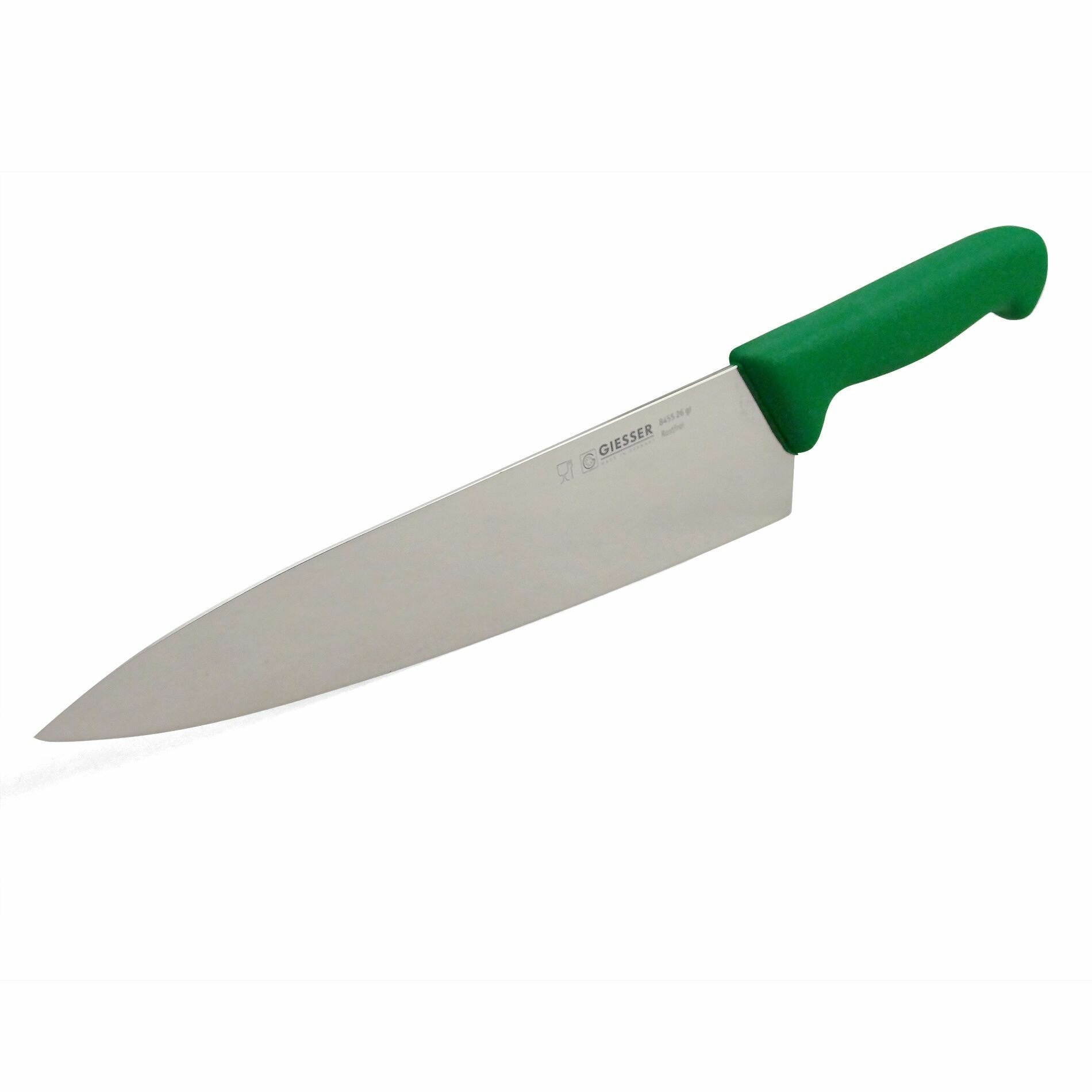 Профессиональный поварской шеф нож, 26 см, ручка TPE зеленая, Giesser.