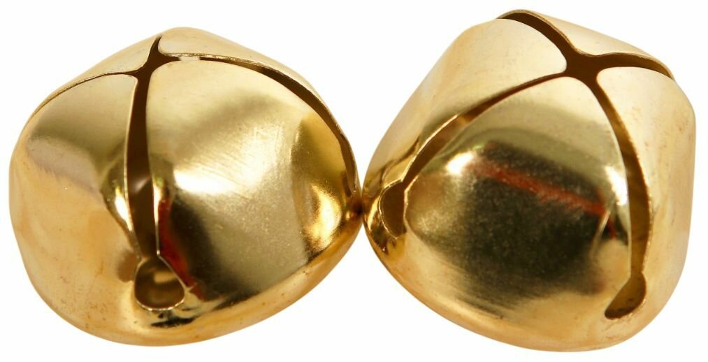 Декоративные бубенчики, металлические звенящие колокольчики для рукоделия, набор для творчества, 2 шт, размер 1 шт - 3,5 см, цвет золотой