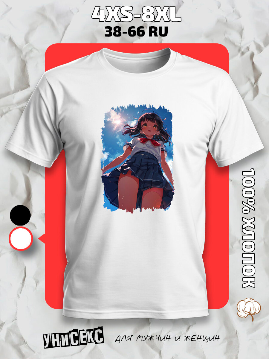 Футболка с принтом аниме девушкой
