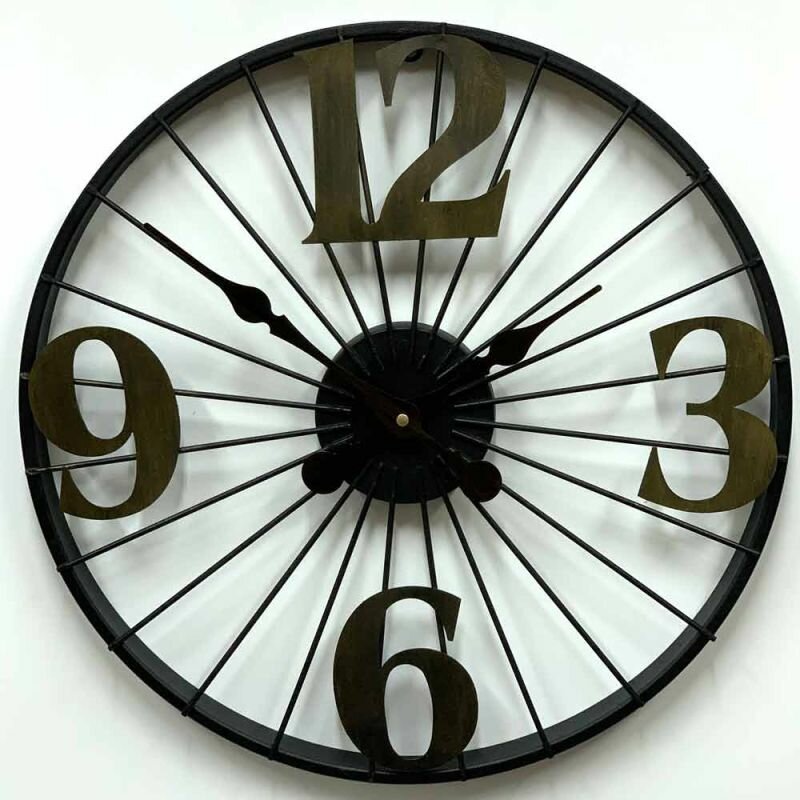 Турецкие настенные часы Galaxy Настенные часы GALAXY DM-60 Black PG с золотистой патиной, 50см, из металла