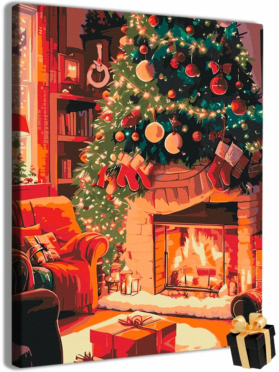 Картина по номерам камин