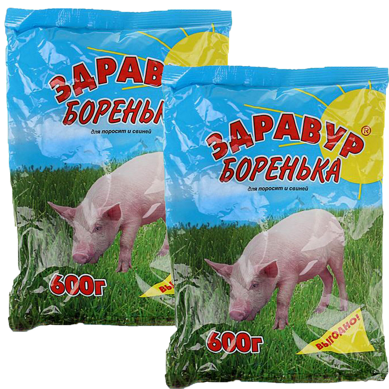 Здравур Боренька, витаминно-минеральная кормовая добавка для свиней и поросят, 600 г х 2 шт