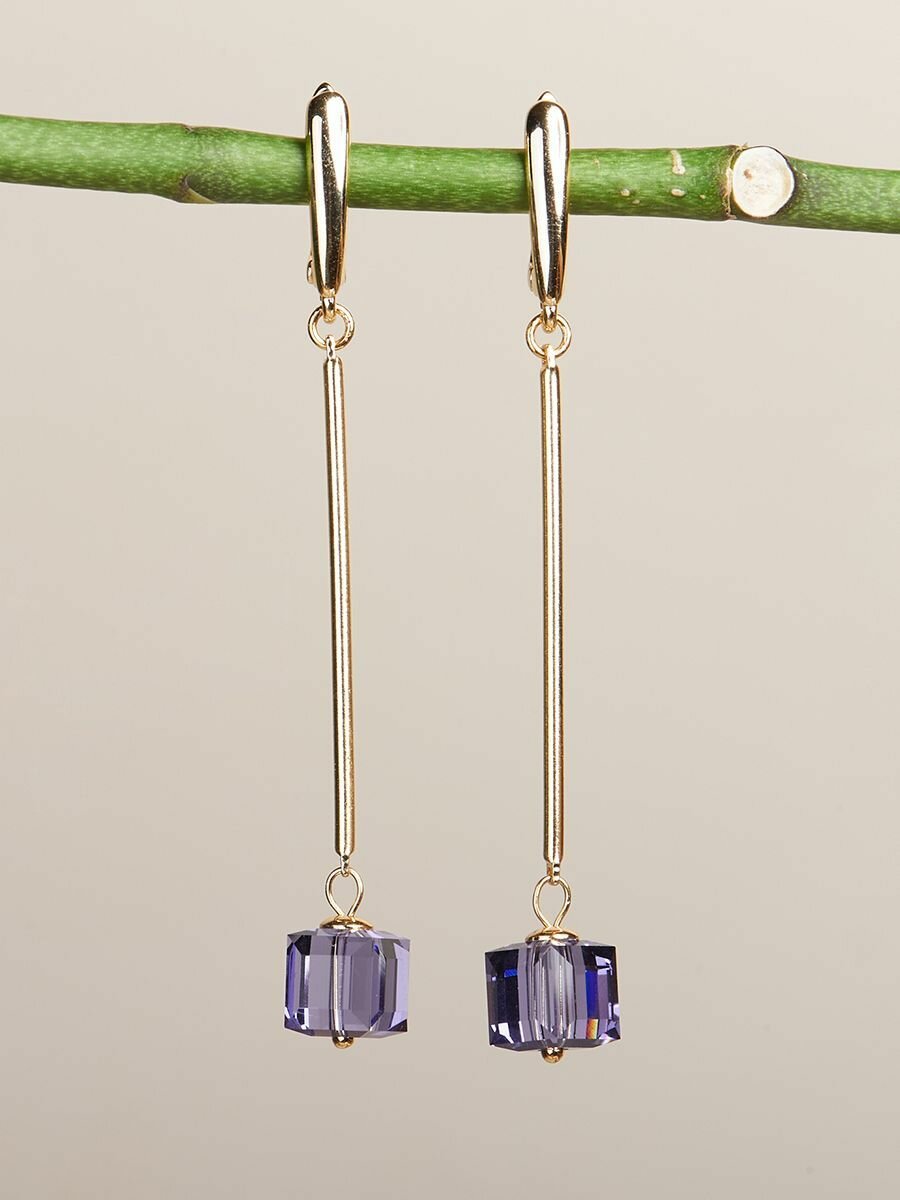 Серьги, стекло, кристалл, кристаллы Swarovski