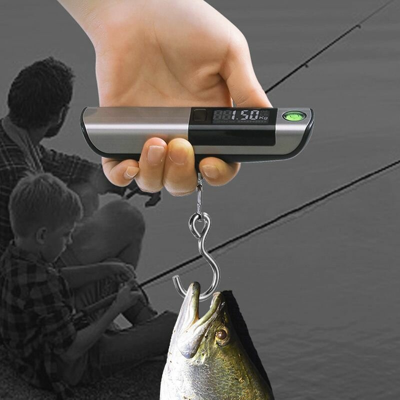 Электронные Весы для багажа QJ-609G Портативные многофункциональные безмен весом 50 кг, для кухни, ловит рыбу, карманные весы, встроенная линейка длиной 1 метр с аккумулятором