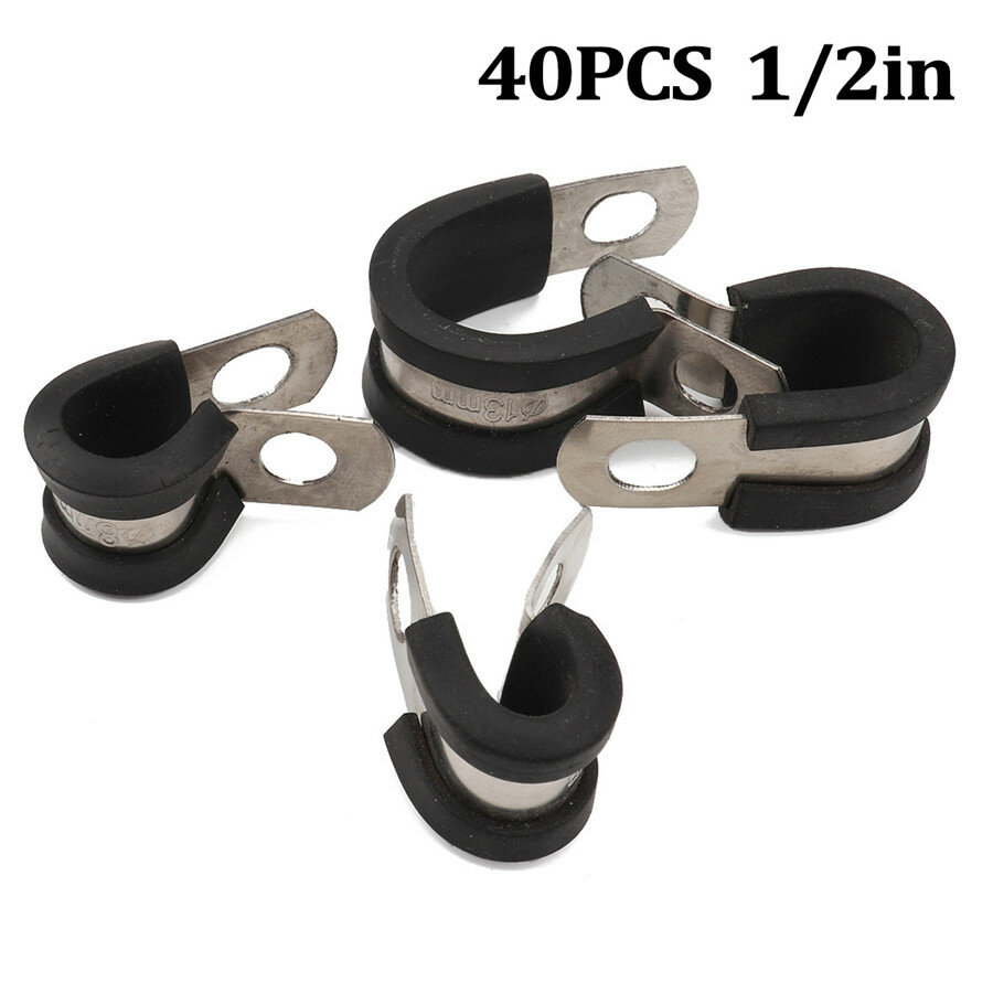 Кабельный зажим 40 × 1/2 дюйма с резиновой прокладкой, изолированный зажим, металлический зажим, держатель для труб