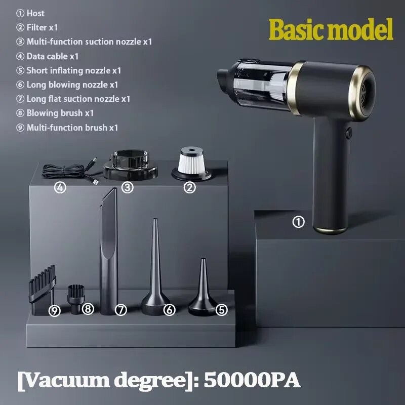 Xiaomi 960000PA беспроводной автомобильный пылесос 5 в 1 Мини портативный мощный пылесос для автомобиля бытовой электрический пылесос, Black