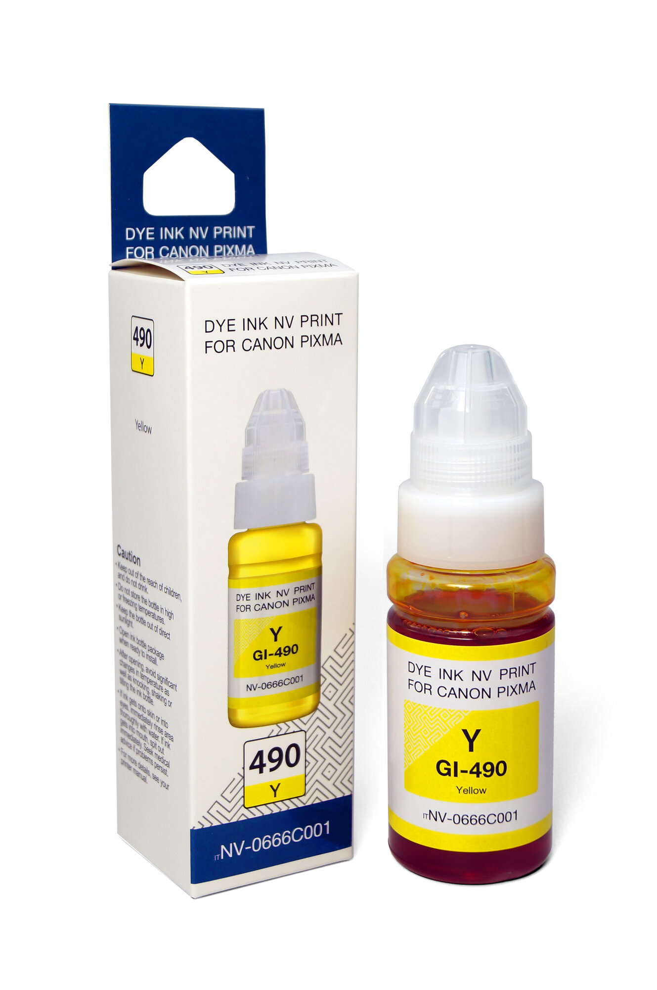 Чернила NV Print GI-490Y для Canon Pixma G1400/G2400 (70 мл) Yellow (в коробке) совместимые