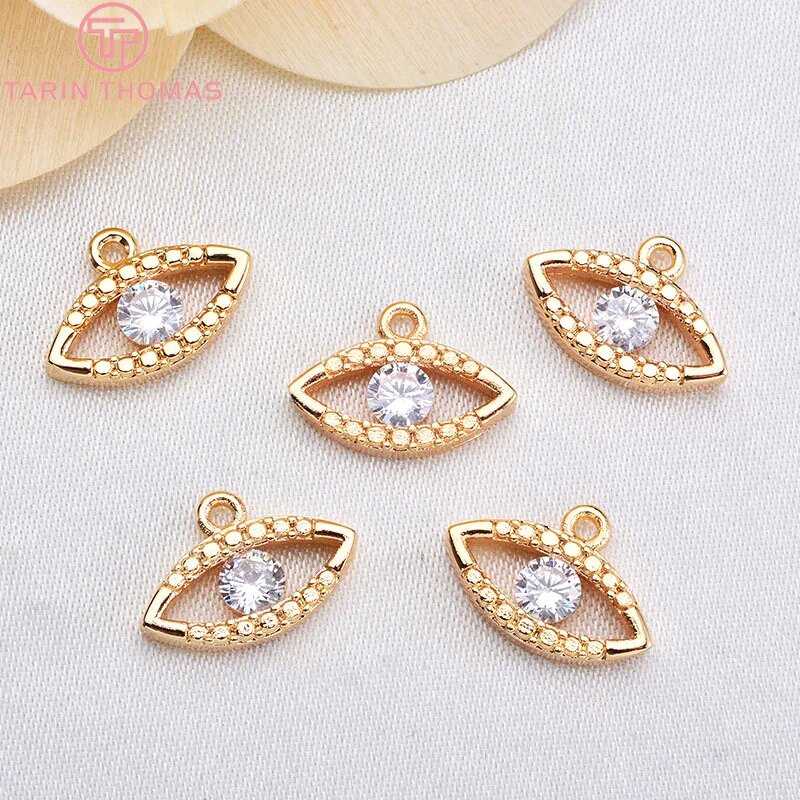 Латунные подвески с овальными глазами, 24К золото, TARIN THOMAS, 4 шт. 805-24K Gold Color