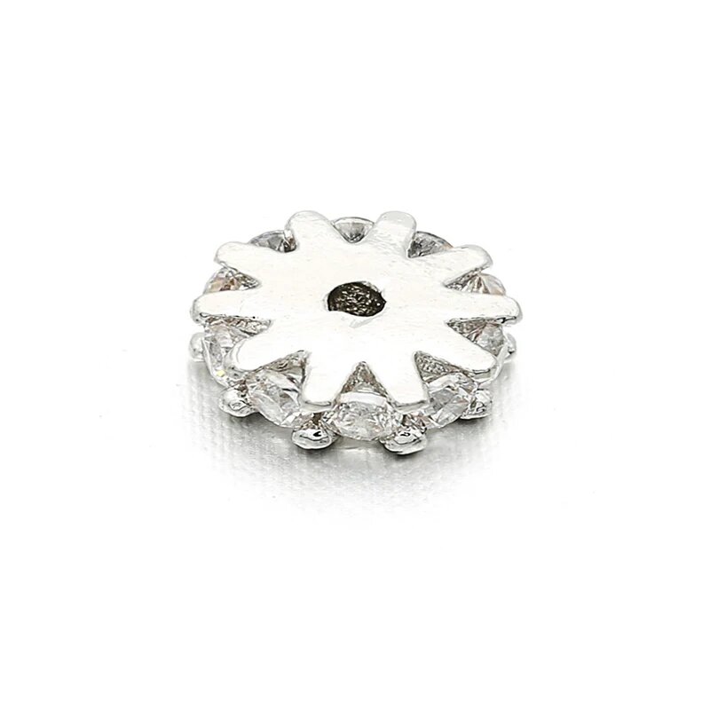 S925 Стерлинговое Серебро шестеренка разделитель бусины Цирконий разделители бусины для DIY ювелирных изделий браслетов ожерелий аксессуары SZ17