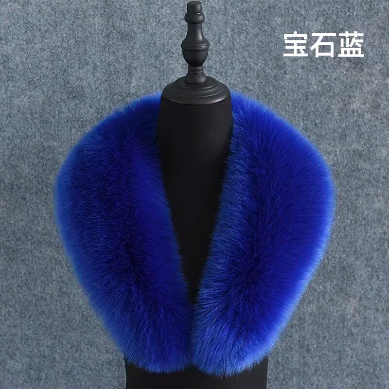 Фальшивый лисий мех воротник для женщин мужчин детей супер роскошные меховые шарфы шаль вниз пальто толстый теплый декор 50 см 75 см 90 см высокое качество,200,18, искусственный мех, полиэстер,
