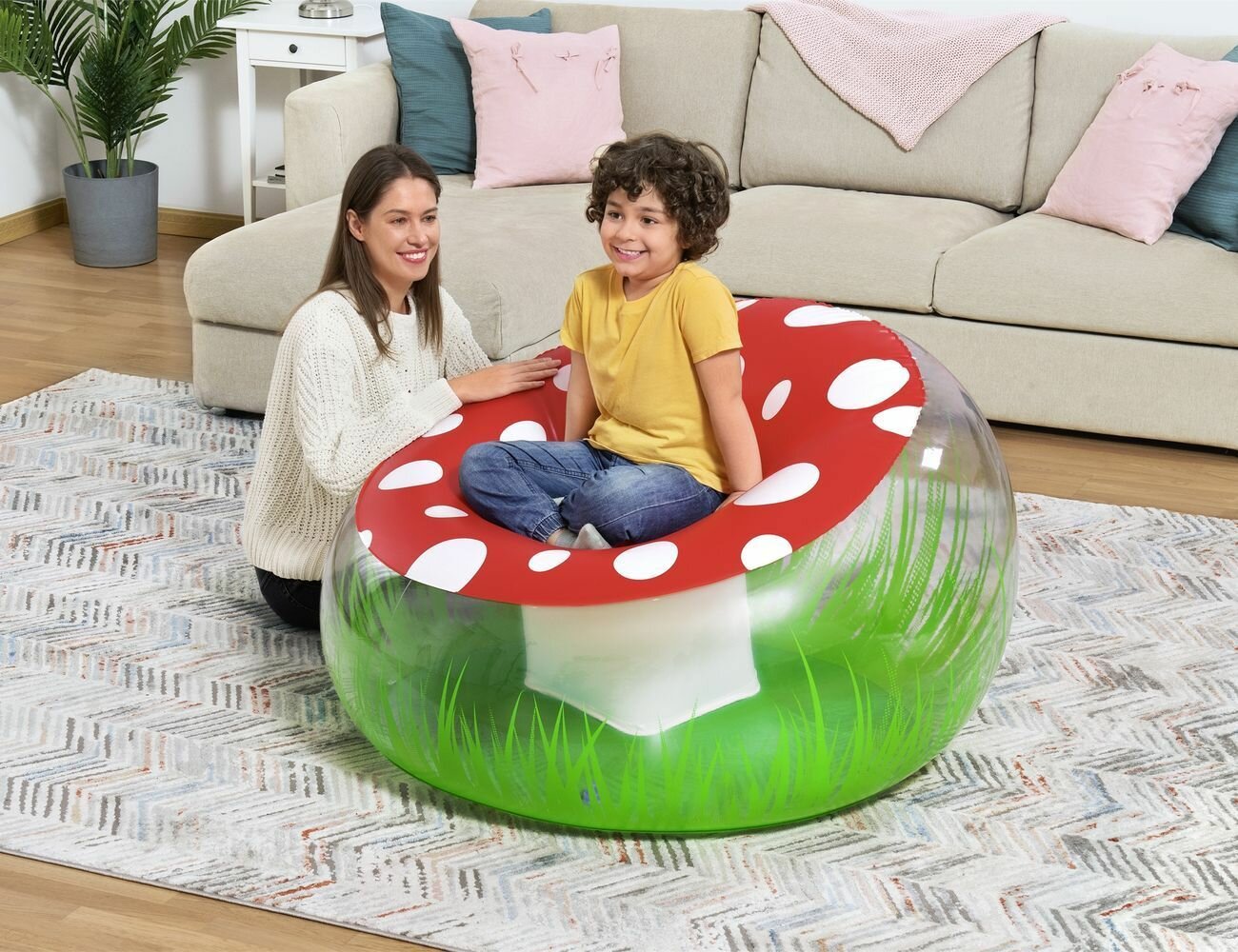 Детское надувное кресло Мухомор, 112х112х66 см, BestWay, 75123