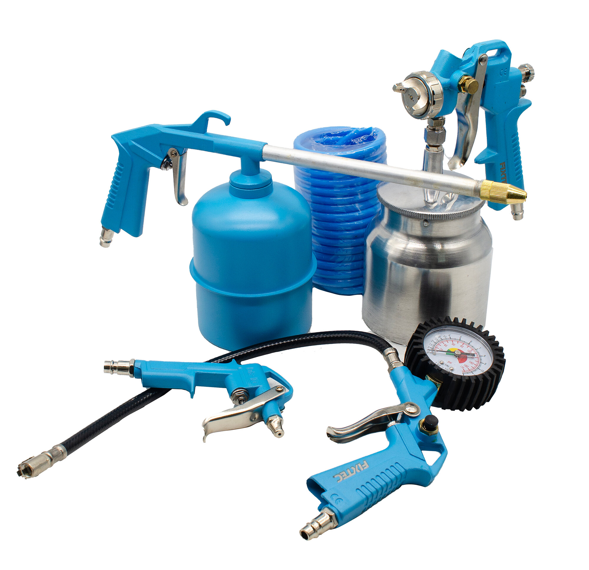 Набор пневмоинструмента Fixtec FAT0005, 5 предметов, голубой