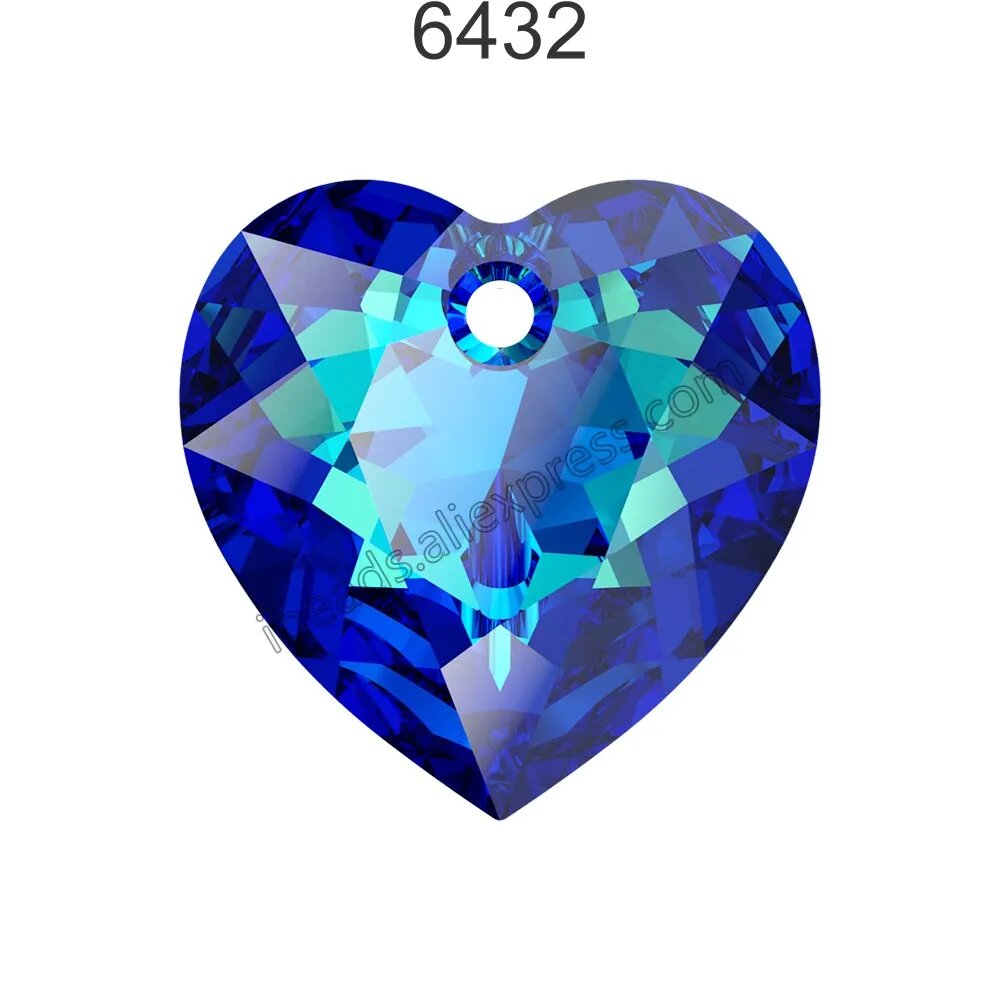 Кулон Swarovski сердце 6432, синий, 10.5mm