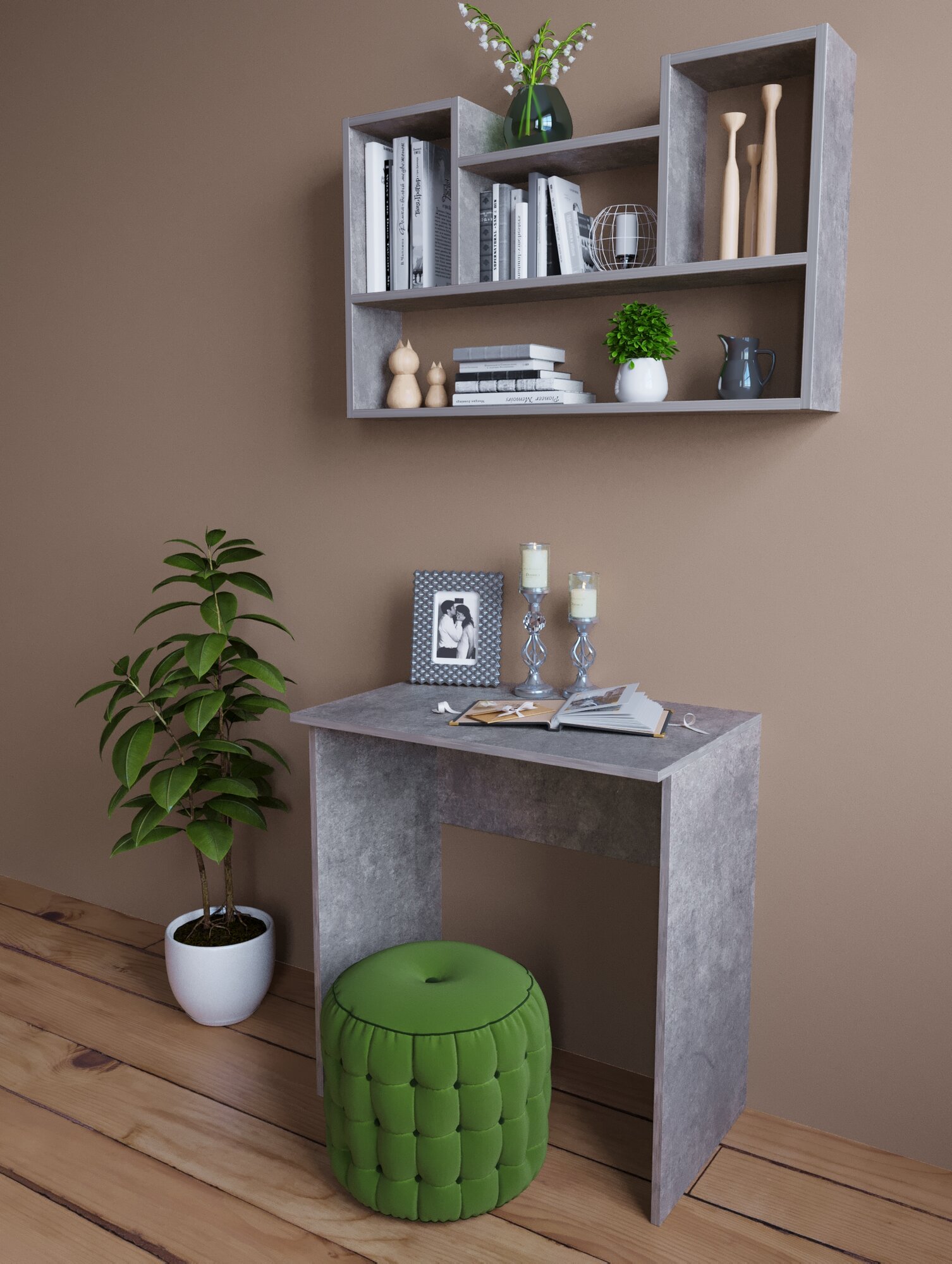 Стол письменный Урал Мебель, классический, ЛДСП, без ящиков, серый