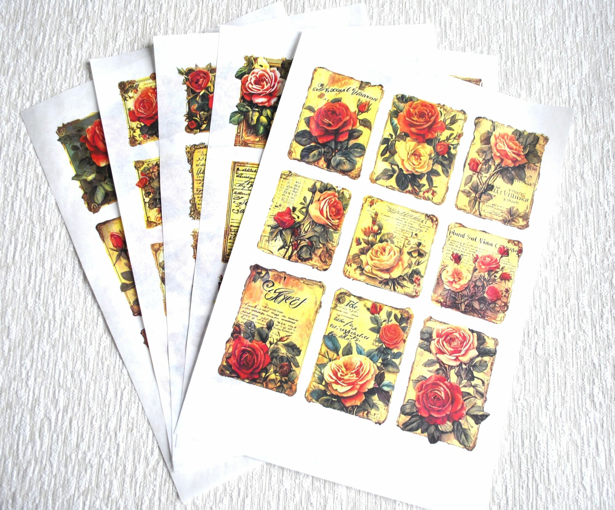 Набор бумаги для декупажа 5 листов А4, 40 гр/2м.