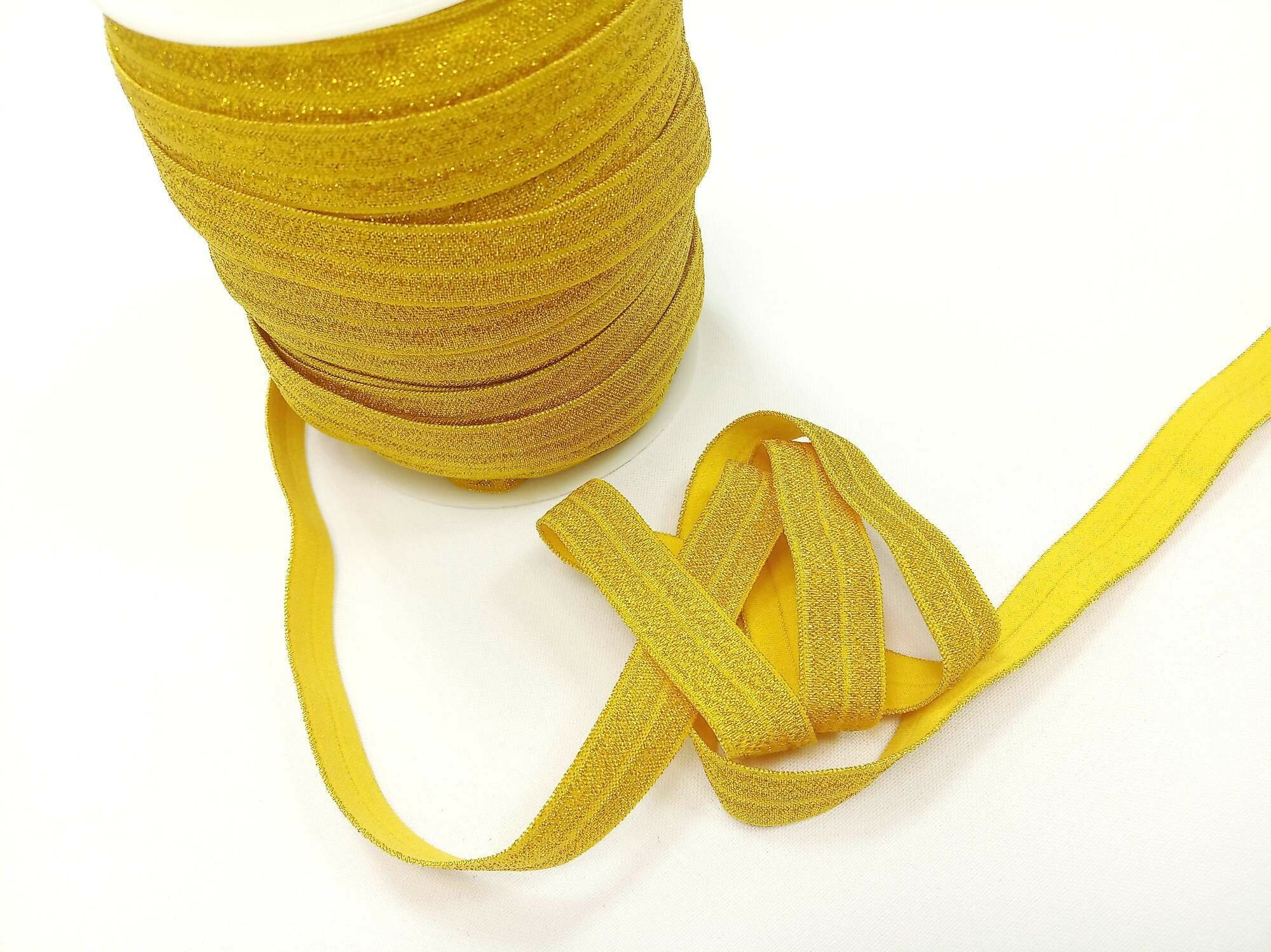 Резинка окантовочная трикотажная (бейка эластичная) шир.15мм, золотая 5 м.