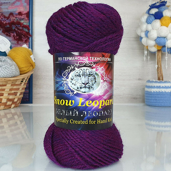 Пряжа Color City белый леопард 2940 т. фиолетовый меланж (5 мотков)