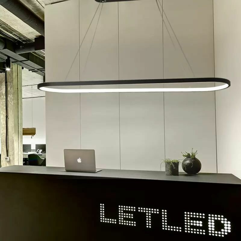 Черный светодиодная люстра, затемняемый + пульт дистанционного управления. Длина 1200мм, 48 вт, современный минималистский обеденный стол для освещения кухни