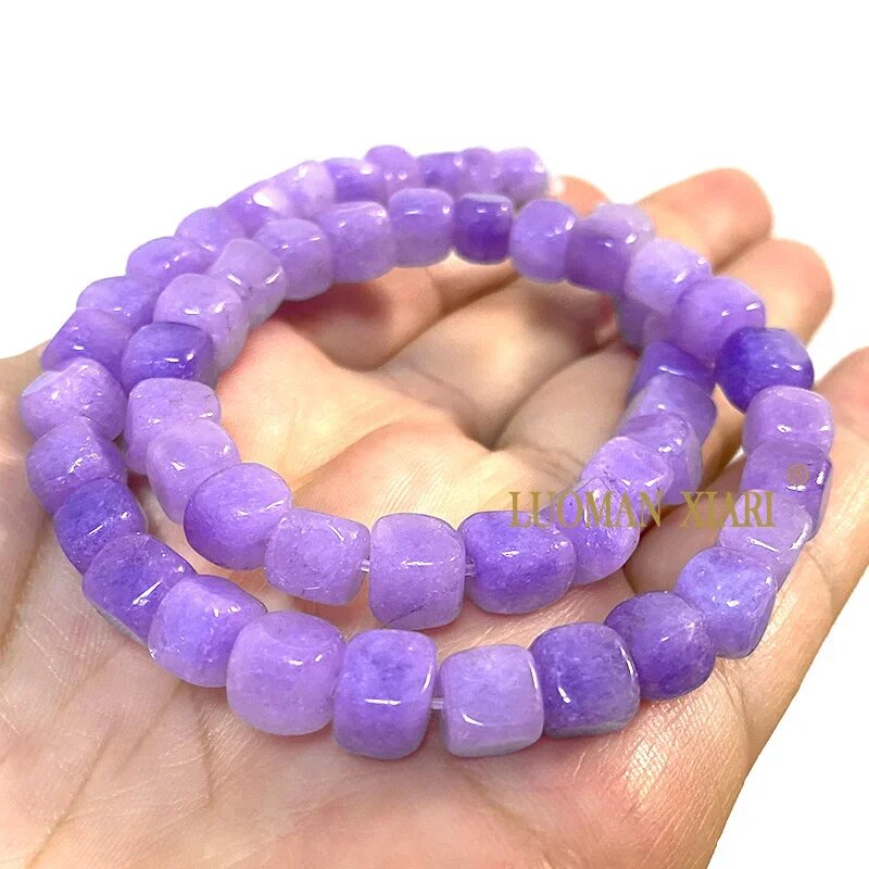 Бусины из халцедона LUOMAN XIARI 8x8 мм, темно-синие Фиолетовый, 7-8mm 49-52pcs, Imitate Purple jade