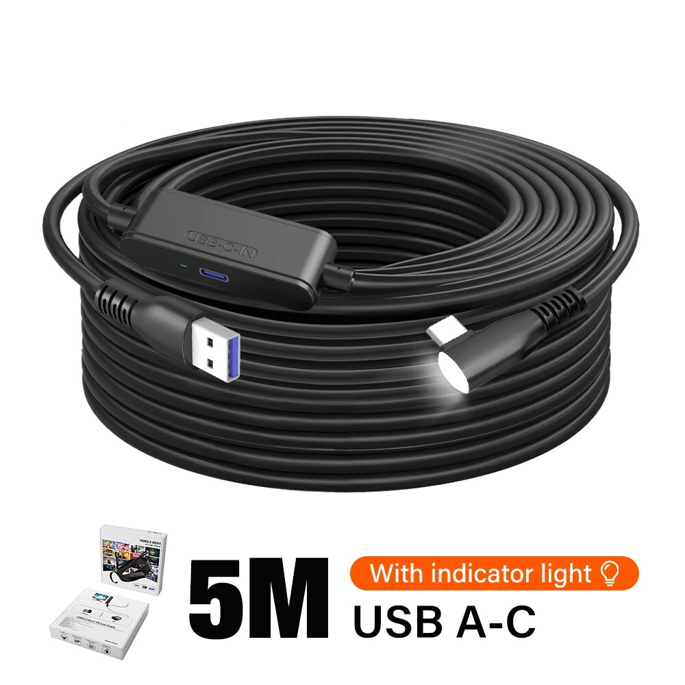 Кабель VR Stream Link USB 3.2 Type C для Oculus Quest 2 3 3S PICO 3 4/Neo 3 With Light