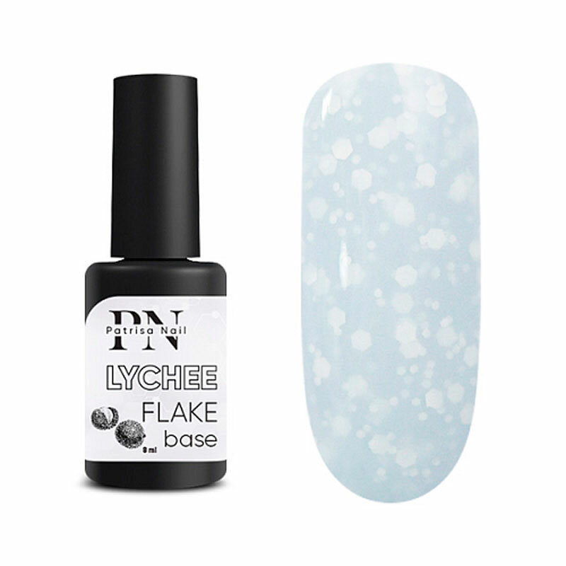 Patrisa Nail, База FLAKE base Lychee с шестигранниками, 8 мл