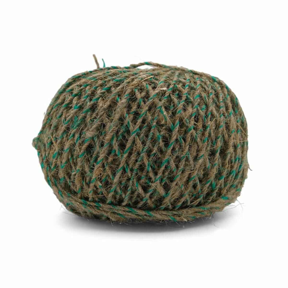 Шпагат декоративный Шпагатная мануфактура льняной с зеленой нитью, D 1,5 мм, 100 м, 1 шт