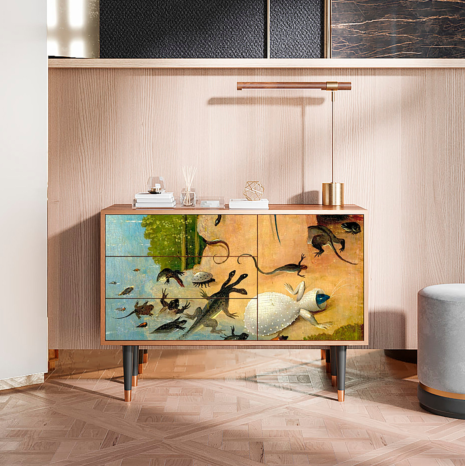 Комод - STORYZ - S3 The Garden by Hieronymus Bosch, Размер - 115 x 84 x 41 см, Цвет корпуса - , Орех