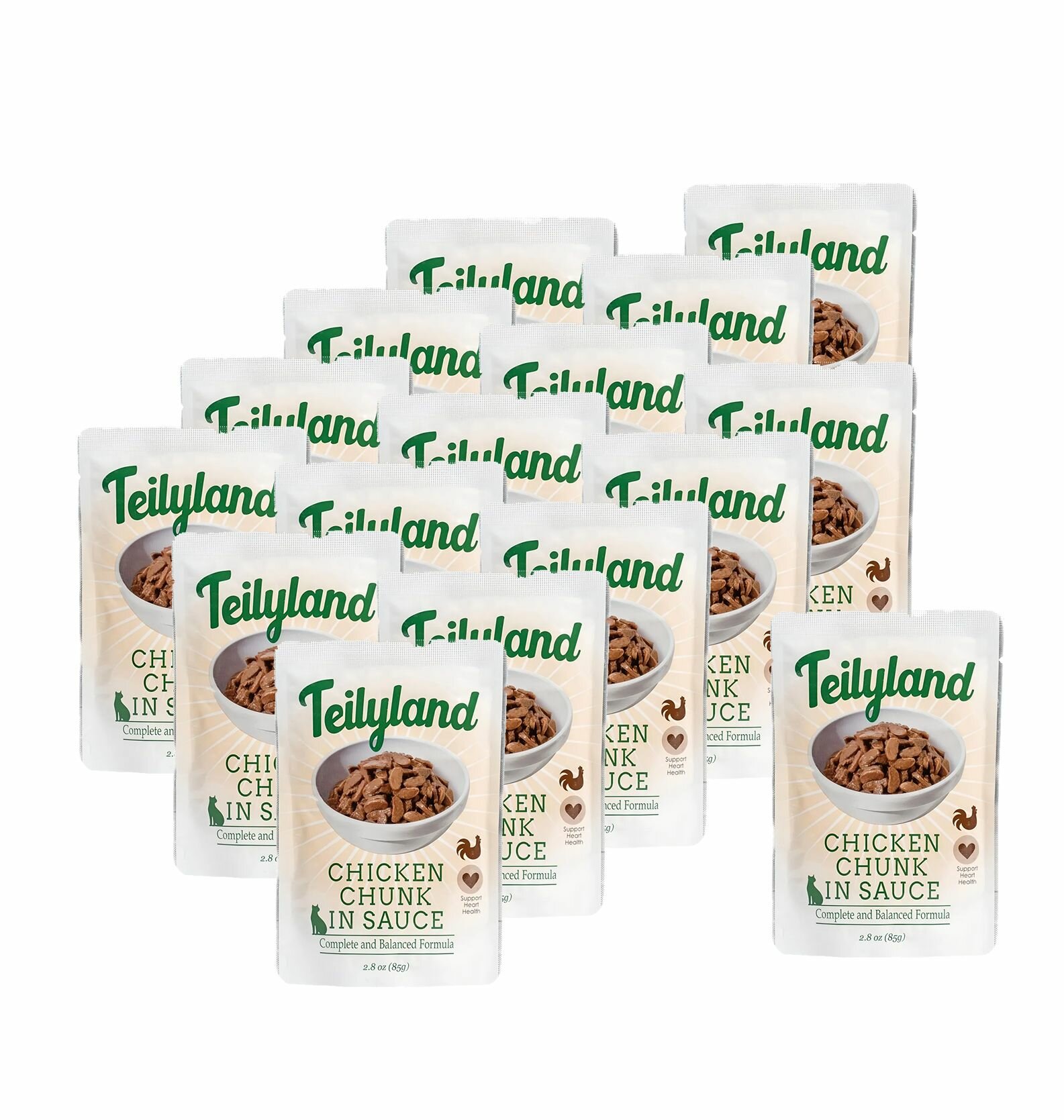 Влажный корм Teilyland Pettric для кошек полнорационный с курицей в соусе, 85 г x 16 шт.