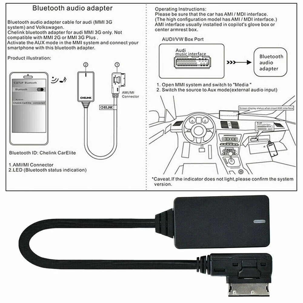 Автомобильный AMI-USB-кабель для Audi A1 A3 A4 A5 A6 A7 A8 Q3 Q5 Q7 RS4 S6 Аксессуары Bluetooth Музыкальный интерфейс AUX Аудиокабель Адаптер