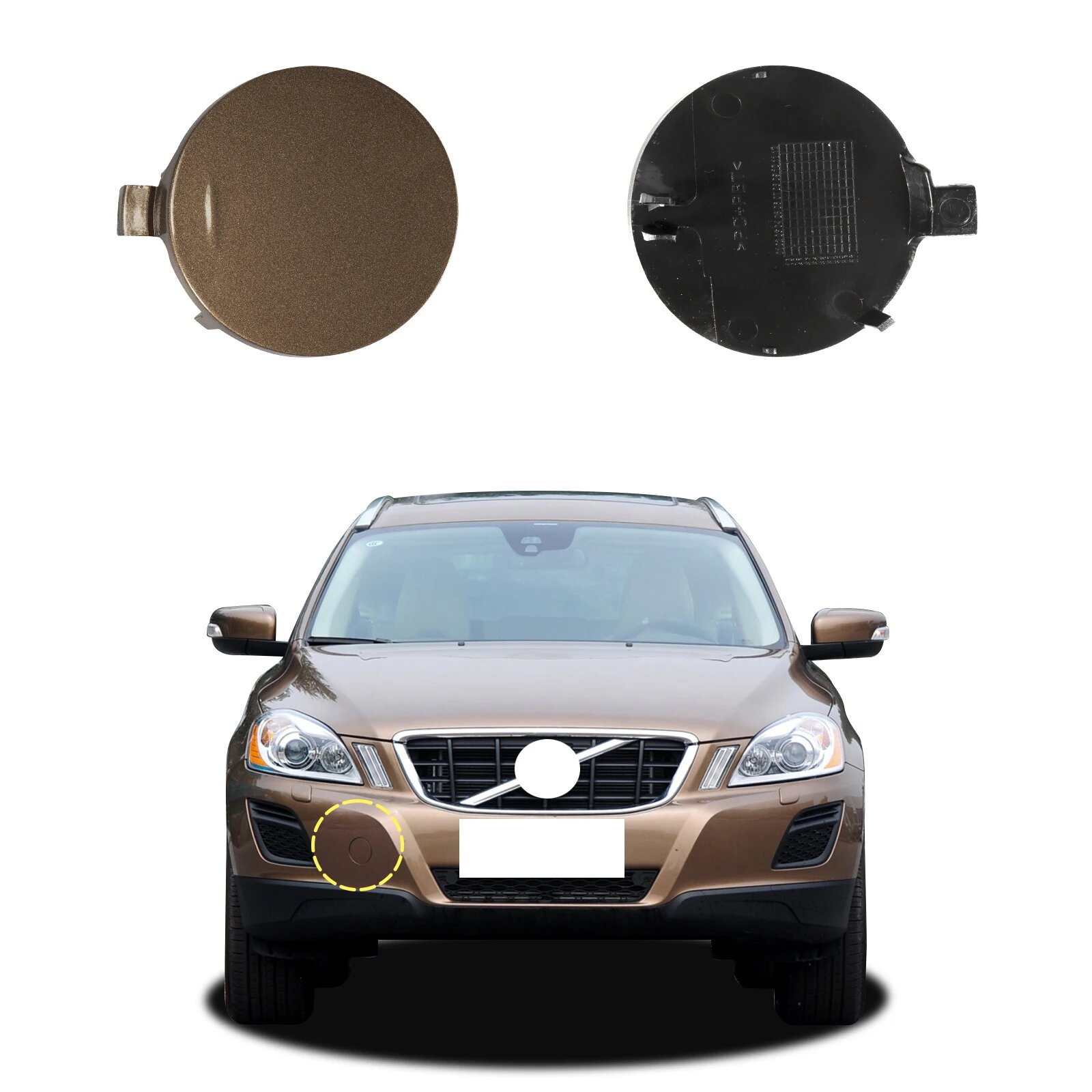 Крышка фаркопа переднего бампера подходит для Volvo XC60 2009 2010 2011 2012 2013 39854961 30763409 Буксировочная накладка на правовую пассажирскую сторону