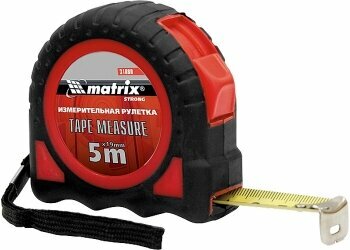 Рулетка Strong, 5 м х 19 мм, обрезиненный корпус MATRIX 31080