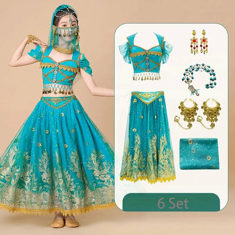 Детский костюм для танца живота Болливуд S, 6 set blue B