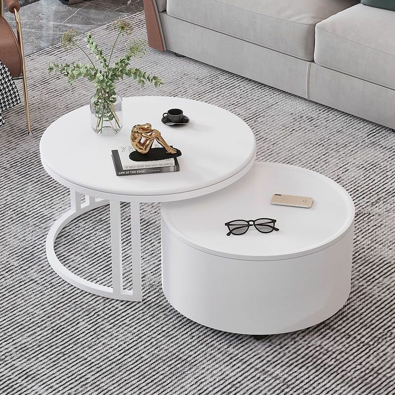 Скандинавский журнальный столик с закаленным стеклом и железной рамой, круглая форма, модульная конструкция для современной гостиной