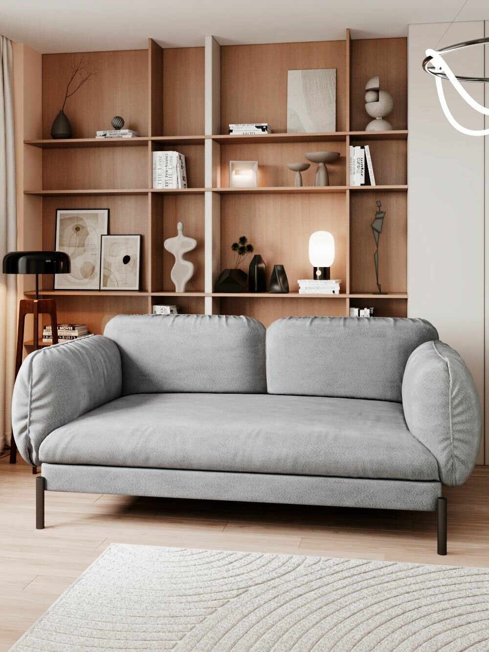 Диван дизайнерский CILIUM, замша 174 см. FEDERICA ASH прямой