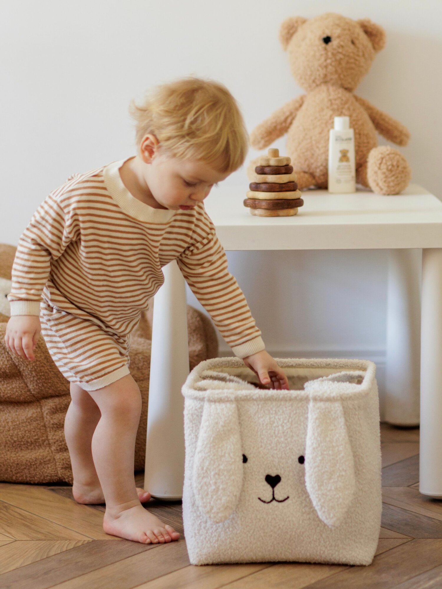 Корзина для игрушек "Мишка Тедди", полиамид, текстиль, коричневая